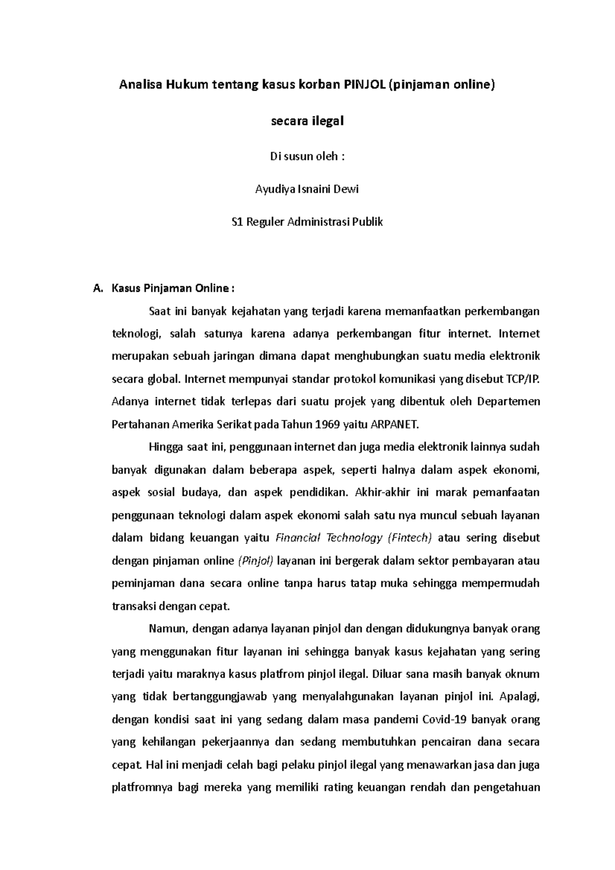 Analisa Hukum tentang kasus korban Pinjol - Analisa Hukum tentang kasus ...