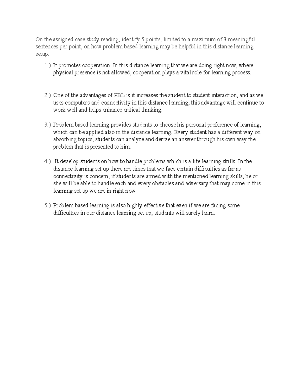 Problem Based Learning In Teaching Mathematics Corporate Law Studocu