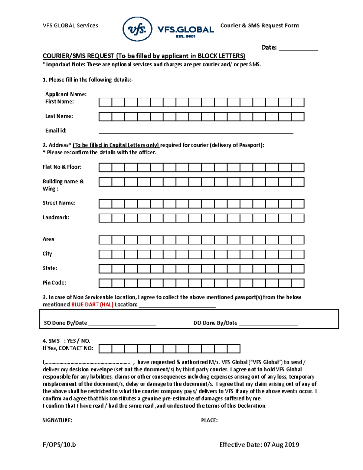 528109 Courier Request Form - VFS GLOBAL Services Courier & SMS Request ...