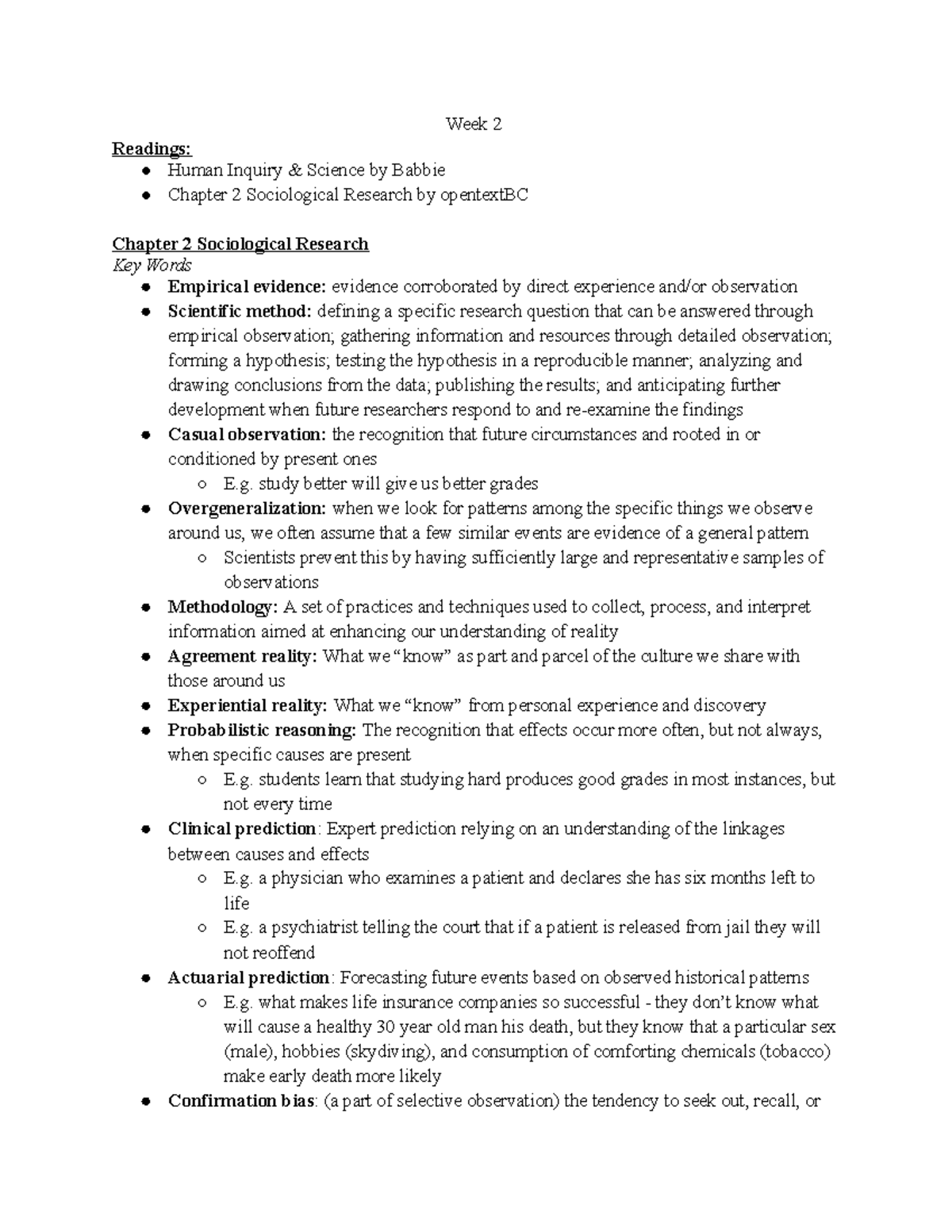 Week 2 - Schieman and McIvor - Week 2 Readings: Human Inquiry & Science ...