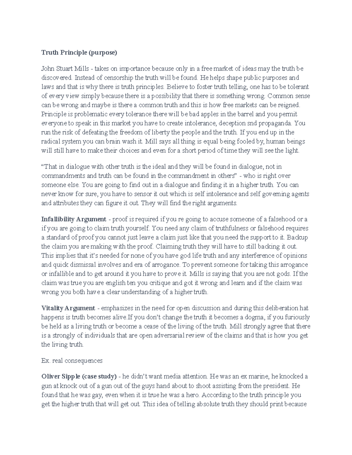 Scs 1150 -2 - lecture notes - Truth Principle (purpose) John Stuart ...