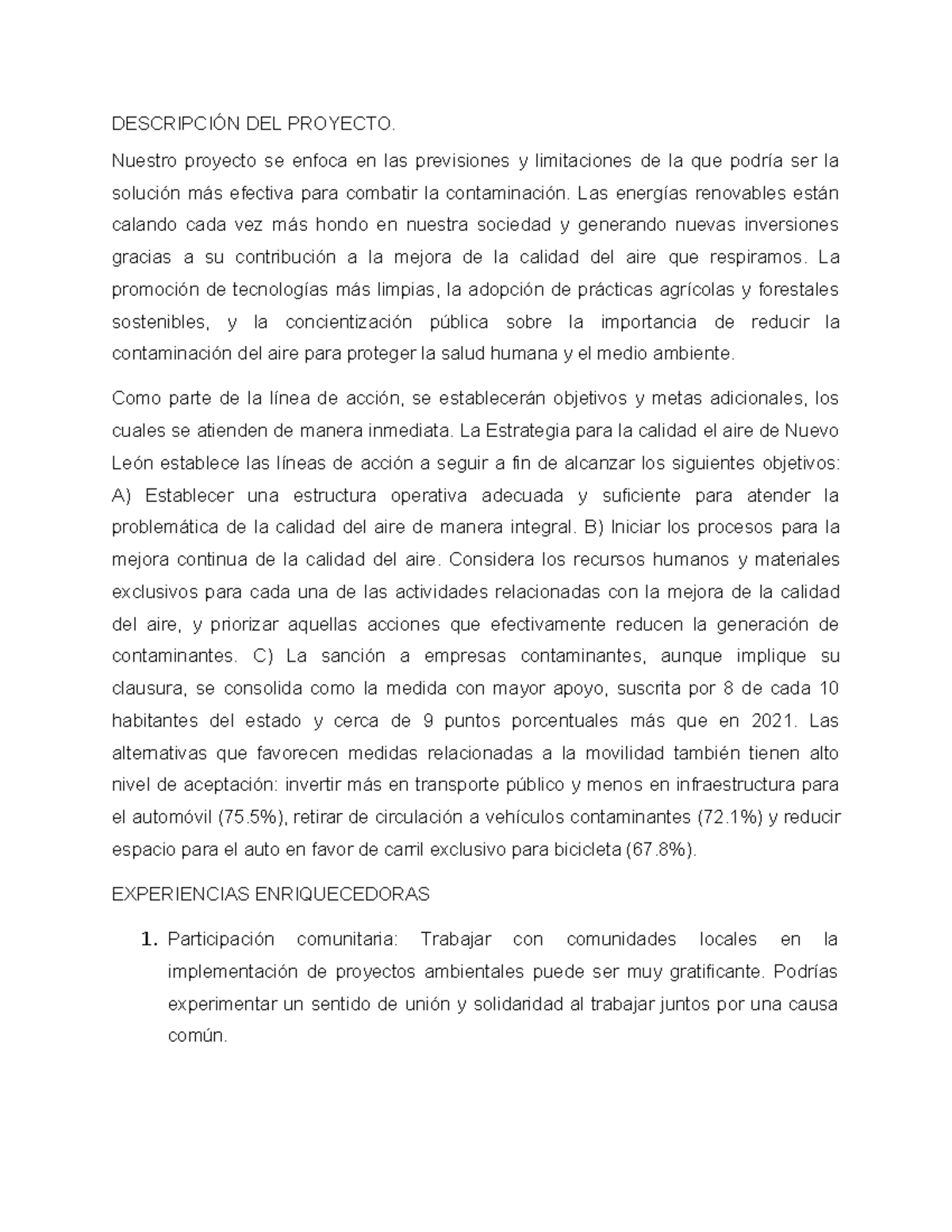 Pia SS - pia ss - DESCRIPCIÓN DEL PROYECTO. Nuestro proyecto se enfoca ...