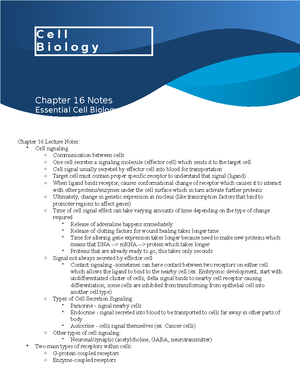 Cell Biology - Chapter 15 Notes - Chapter 15 Notes Essential Cell ...