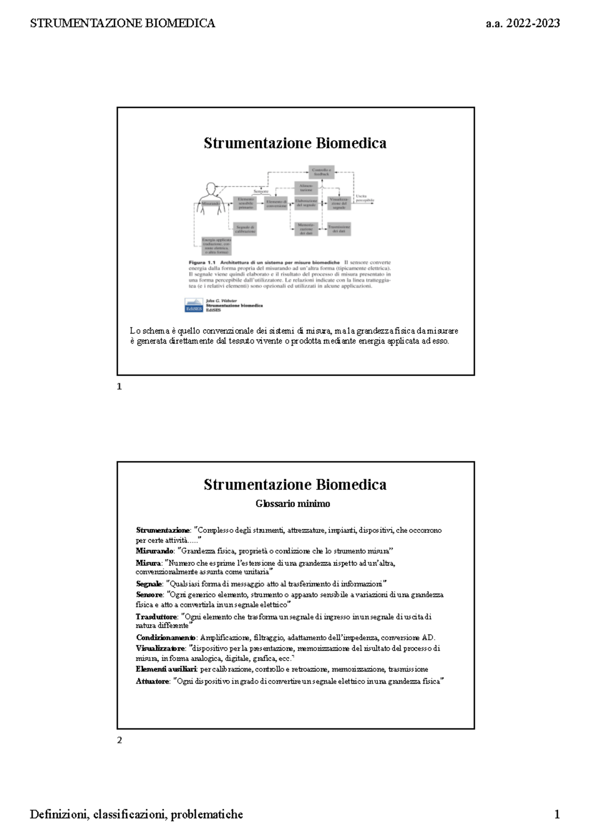 Ilovepdf merged - Slide del corso - Strumentazione Biomedica Lo schema ...