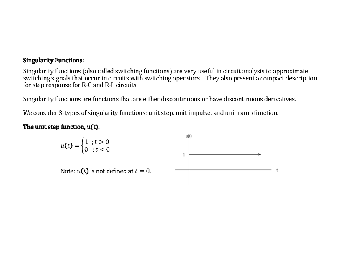 Singularity Functions Singularity Functions Singularity Functions Also Called Switching 0095