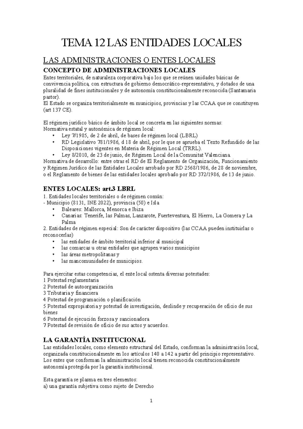 T.12 Las entidades locales - Admin I - TEMA 12 LAS ENTIDADES LOCALES ...