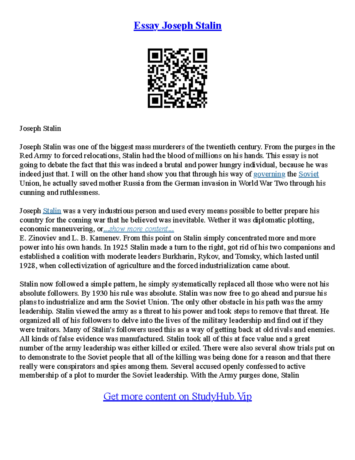 Joseph Stalin Essay - Essay Joseph Stalin Joseph Stalin Joseph Stalin ...