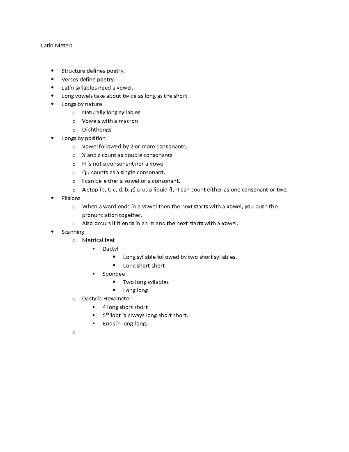 Latin Poetry and Meter Notes - Latin Meter: Structure defines poetry ...
