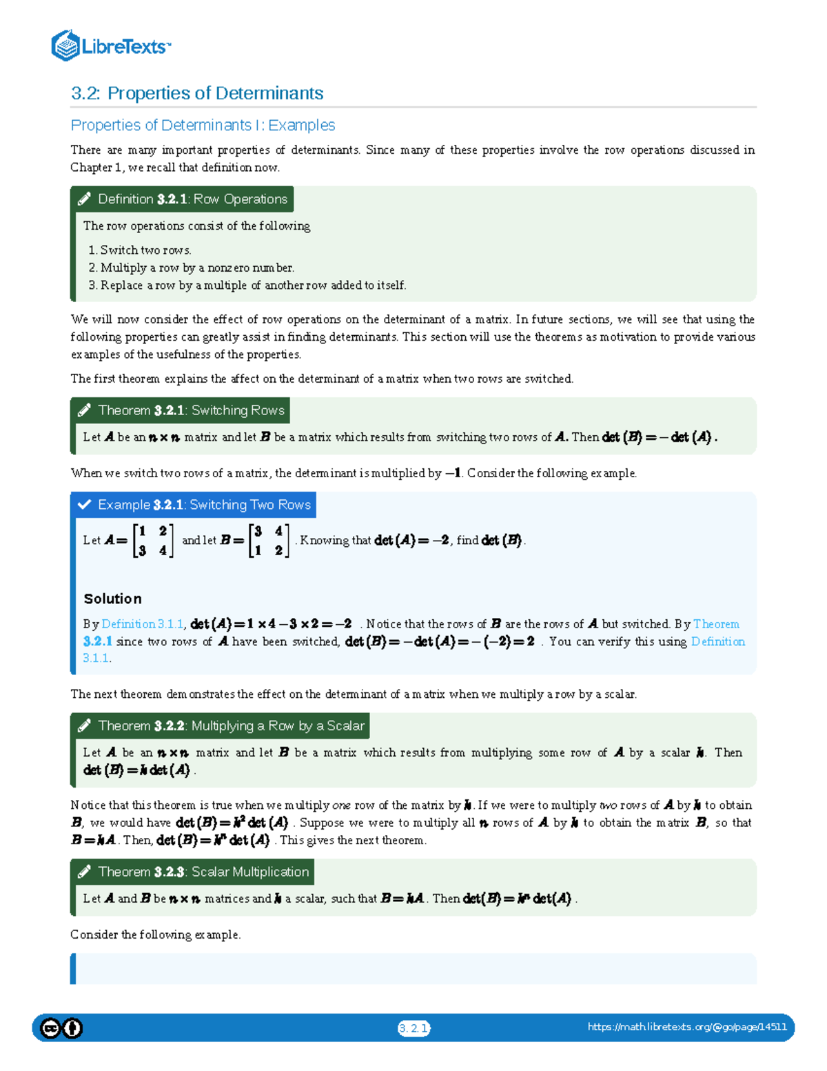 Properties of Determinants - Since many of these properties involve the ...