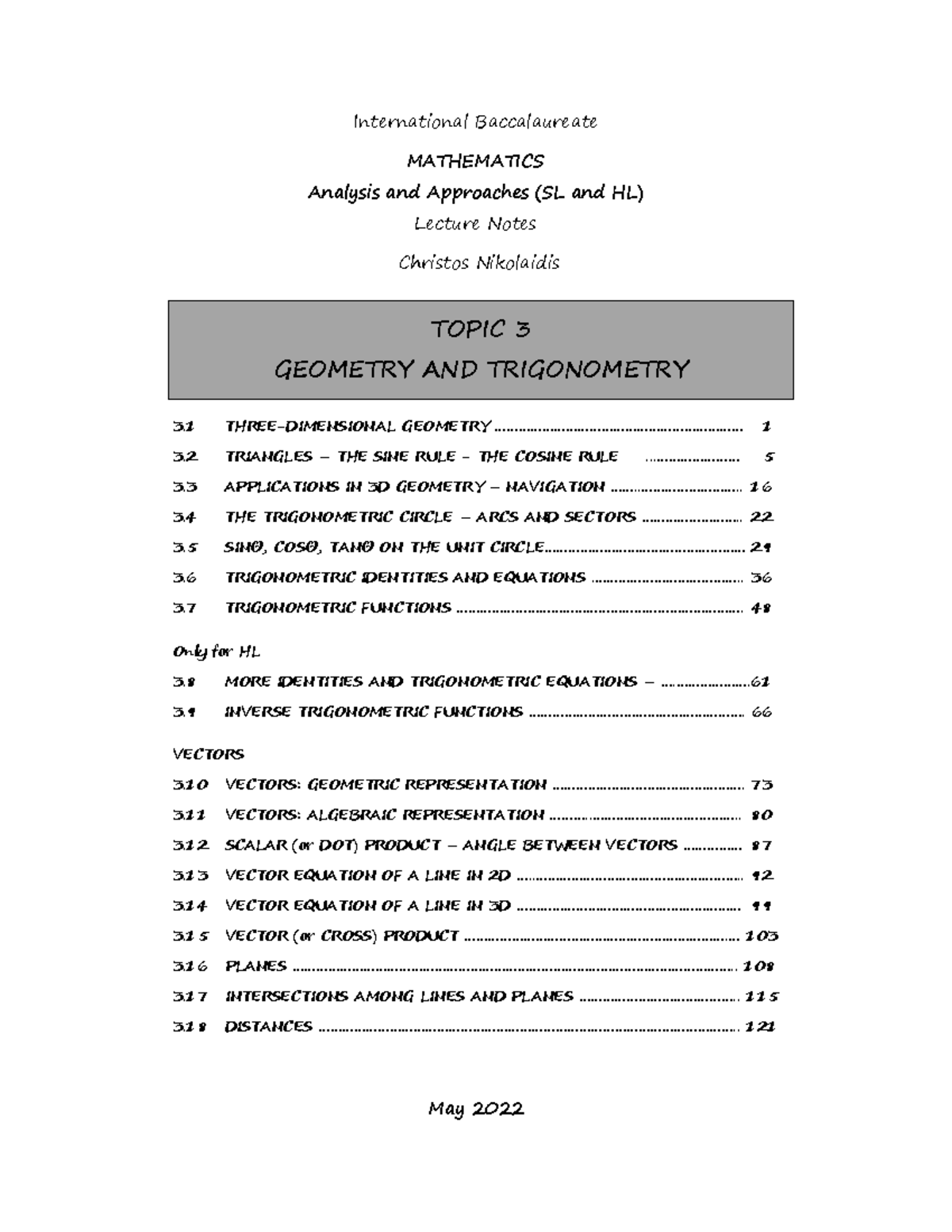 Topic 3. Geometry and Trigonometry - International Baccalaureate ...
