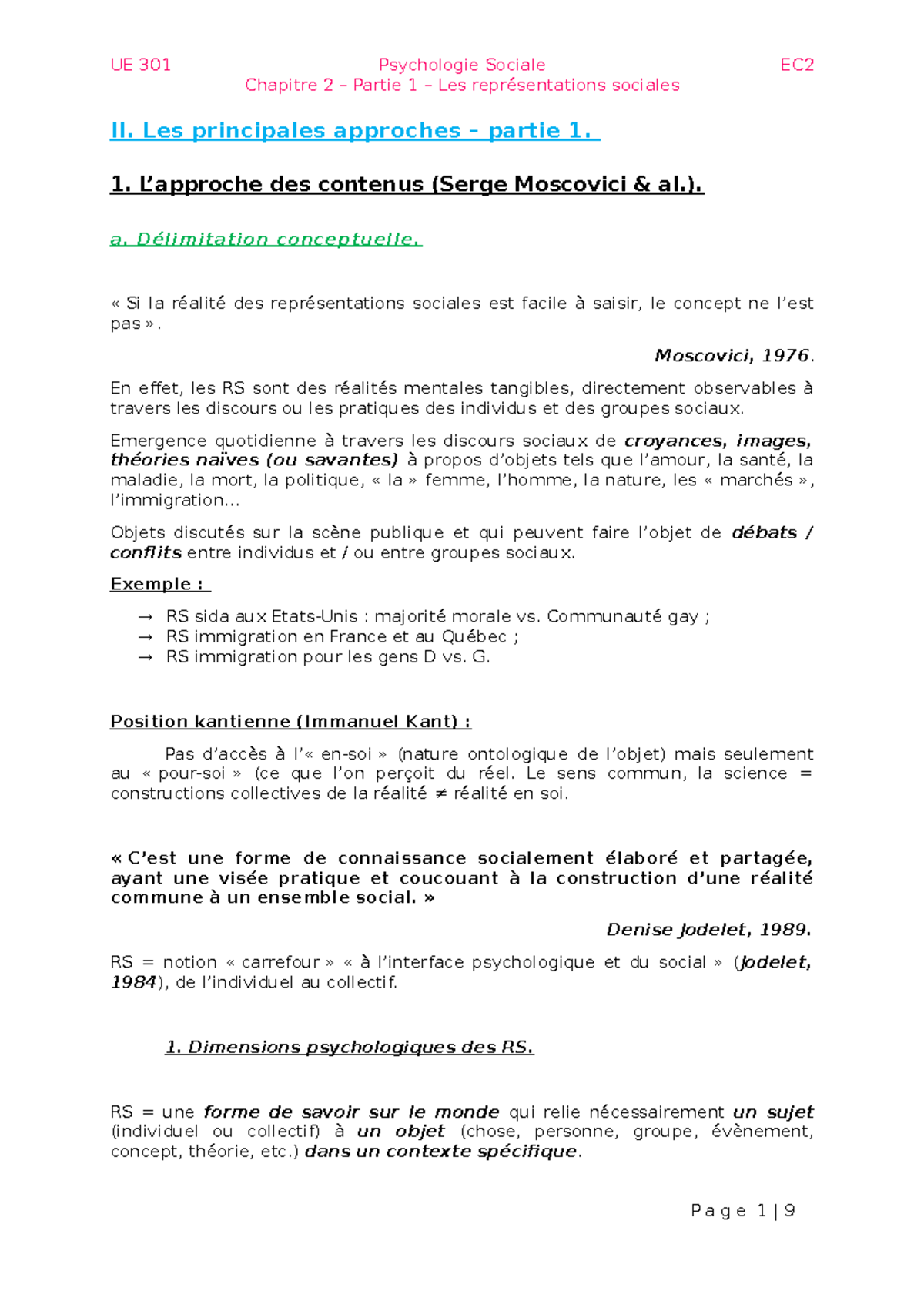 Psychologie sociale L2 - Les principales approches - partie 1 ...