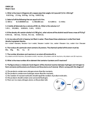 Report - Chem Lab - CHEM-120 - Chamberlain University - Studocu