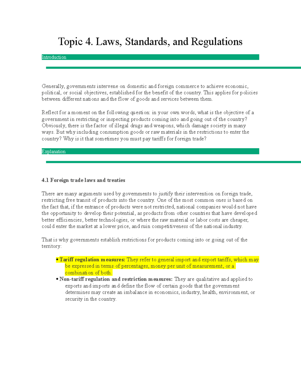 Topic 4 Laws Standards and Regulations - Topic 4. Laws, Standards, and ...