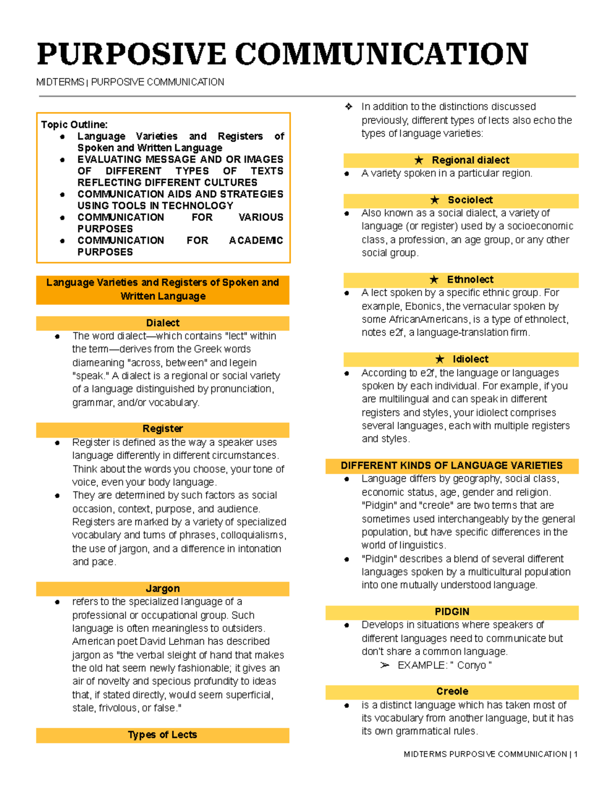MID- Purcom - purc - PURPOSIVE COMMUNICATION MIDTERMS | PURPOSIVE COMMUNICATION Topic Outline ...