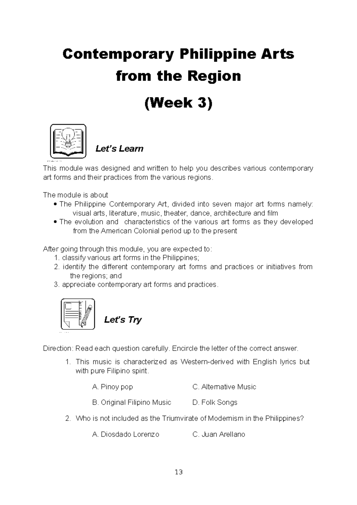 CPAR-WEEK-3 - CPAR - Contemporary Philippine Arts from the Region (Week ...