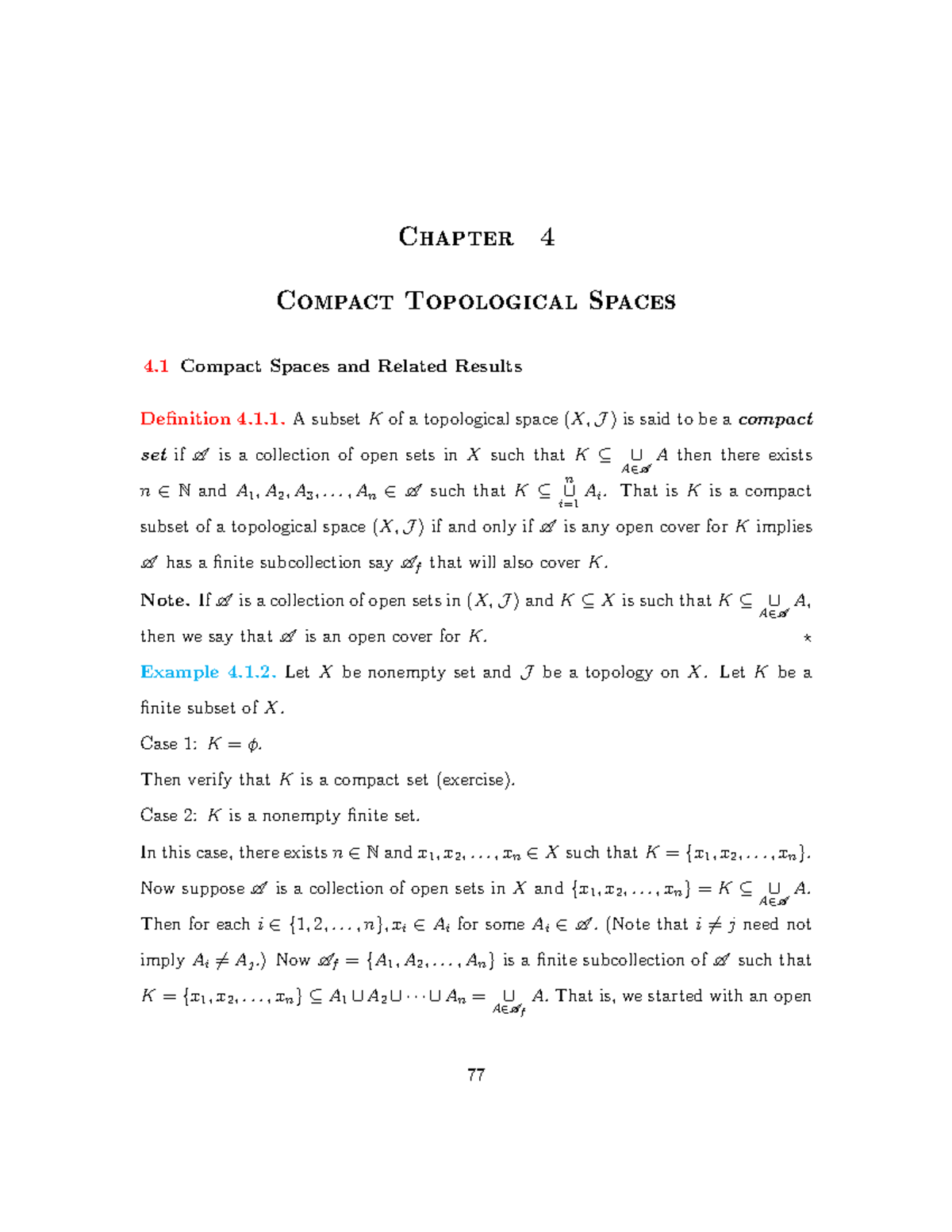 Chapter 4 - Topology - ♣t r 4 ♦♠♣ t ♦♣♦ ♦ ♣ s 4 Compact Spaces and ...