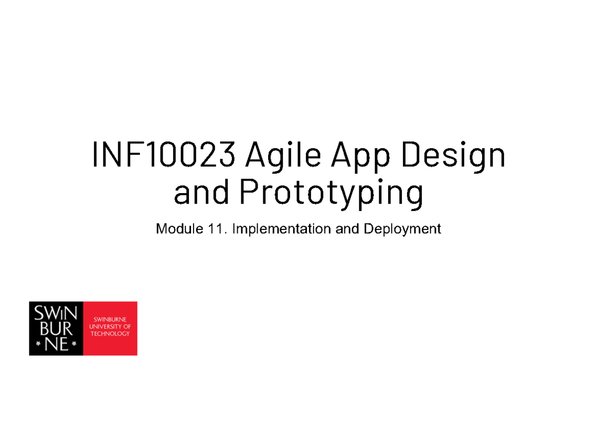 INF10023 S12024 Module 11 Lecture Slides - INF10023 Agile App Design ...