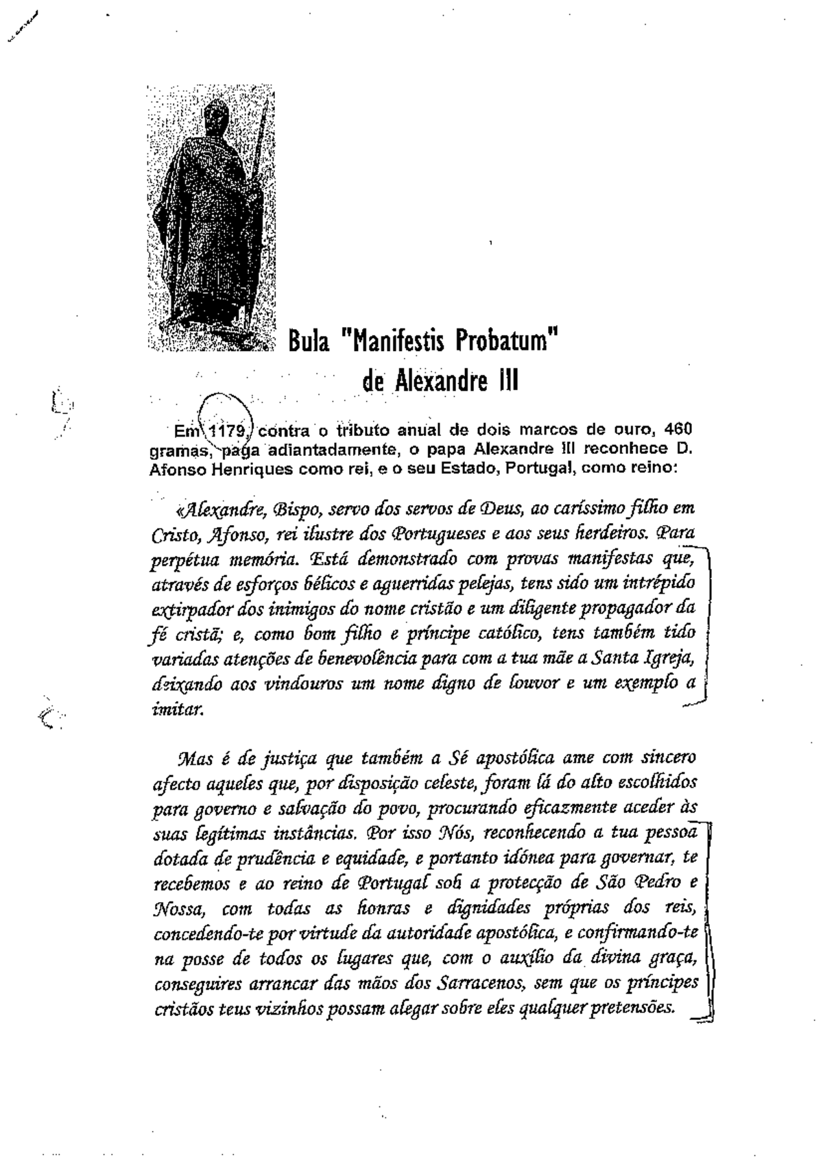 Bula manifestis probatum - História do Direito - Studocu