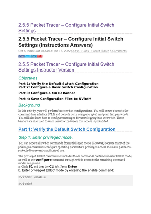 PT 10 - packet tracer - 10.3 Packet Tracer – Connect a Router to a LAN ...