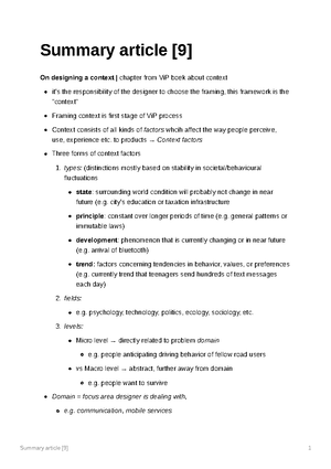 Summary reader Context and Conceptualisation - Summary C&C course ...