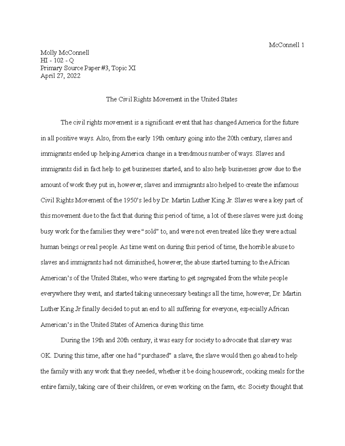 Mc Connell 1- Western Civ Primary Source Paper #3 - McConnell 1 Molly ...