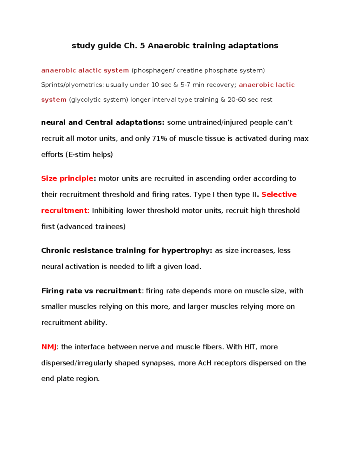 Chapter 5 anaerobic adaptations - study guide Ch. 5 Anaerobic training ...