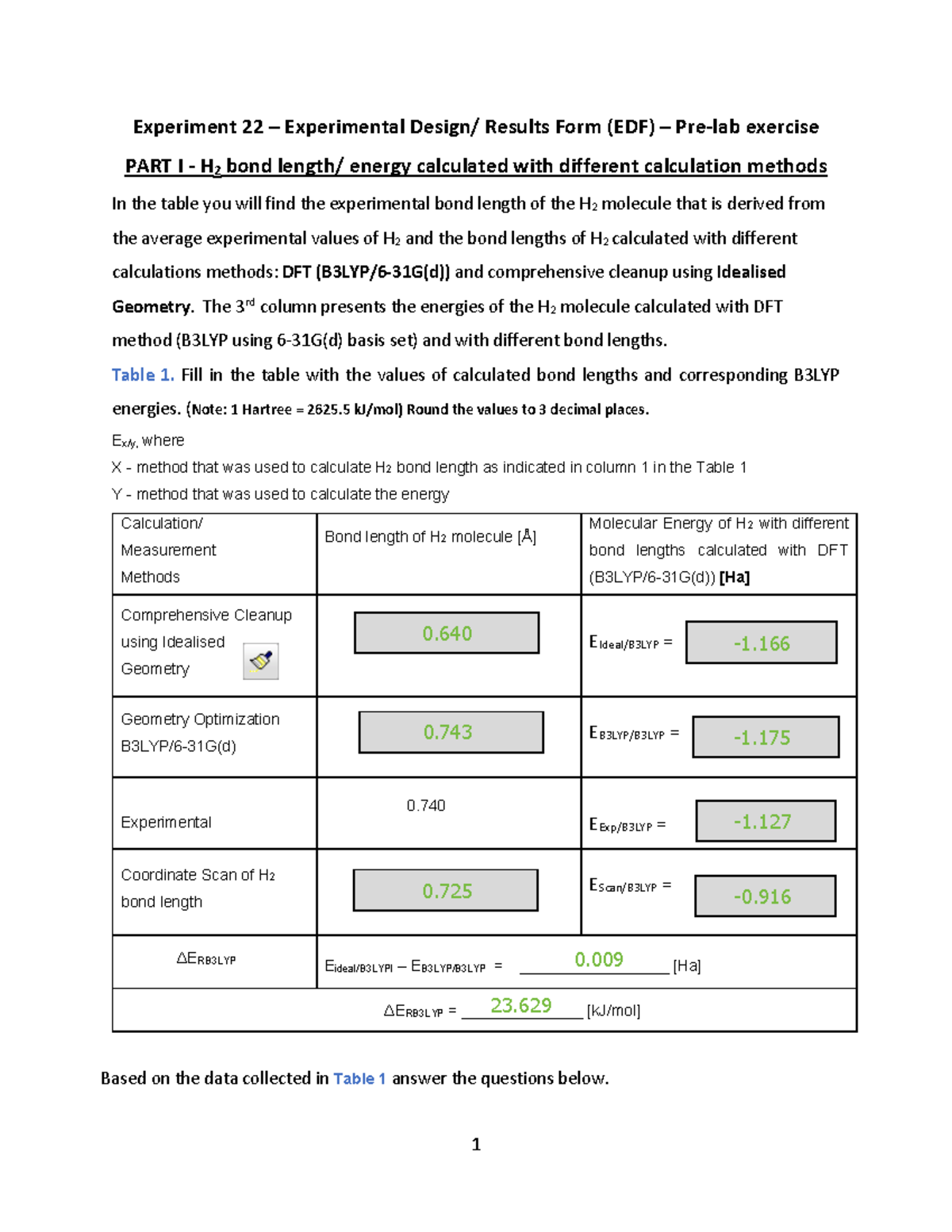 Chem Prelab 154 class - Experiment 22 – Experimental Design/ Results ...