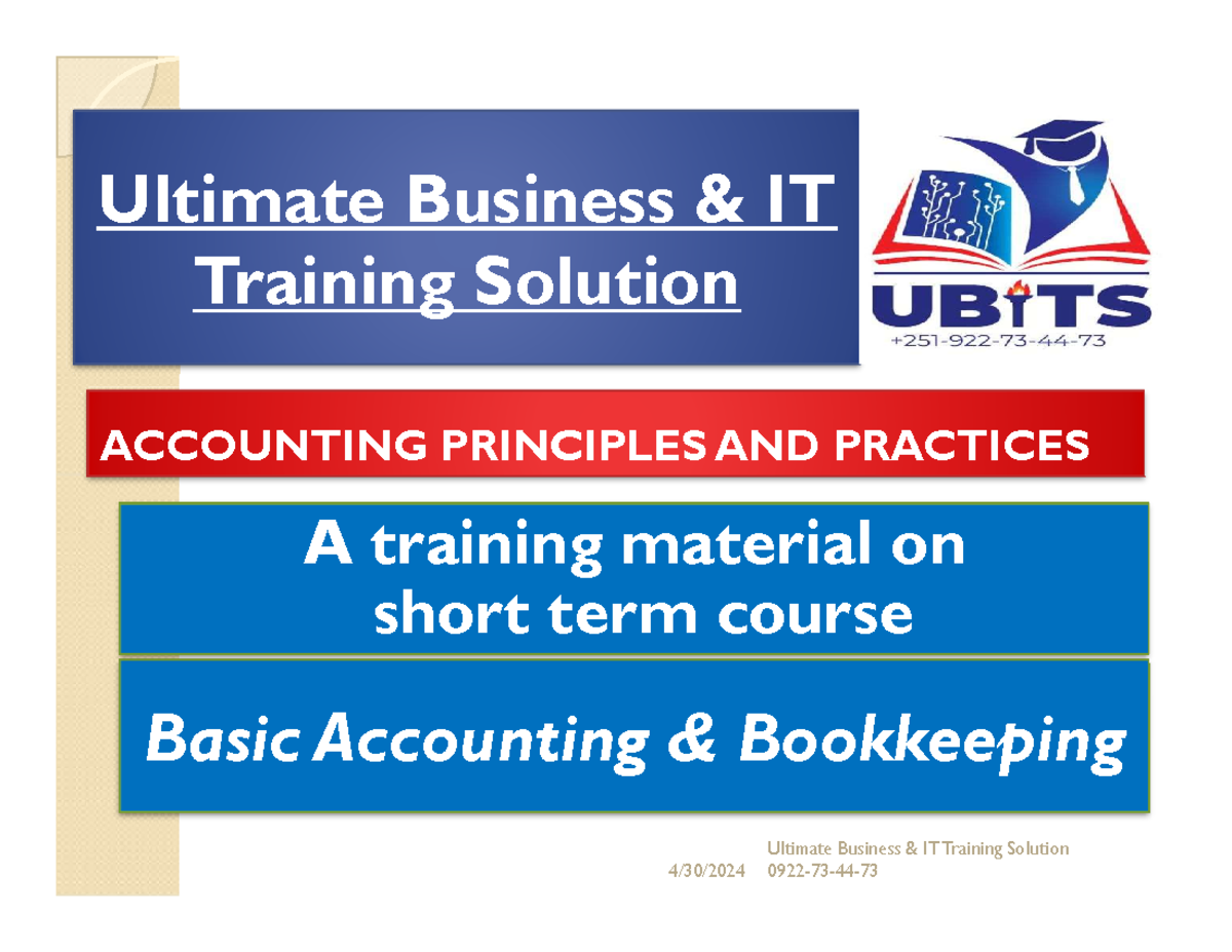 Basic Accounting - ACCOUNTINGACCOUNTING PRINCIPLES ANDPRINCIPLES AND ...