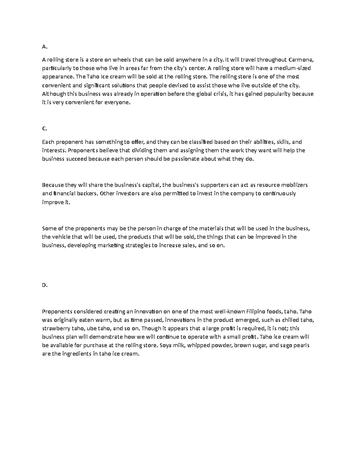 Chapter 4 - zxcZXczczXCZXC - A. A rolling store is a store on wheels ...