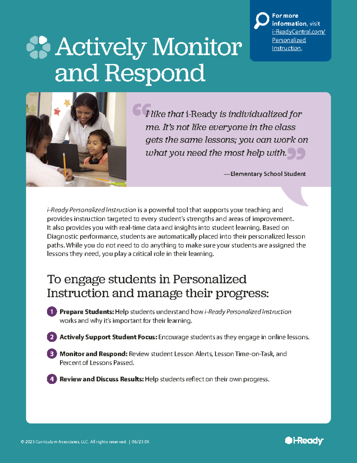 Iready top teacher actions actively monitor respond - © 2023 Curriculum ...