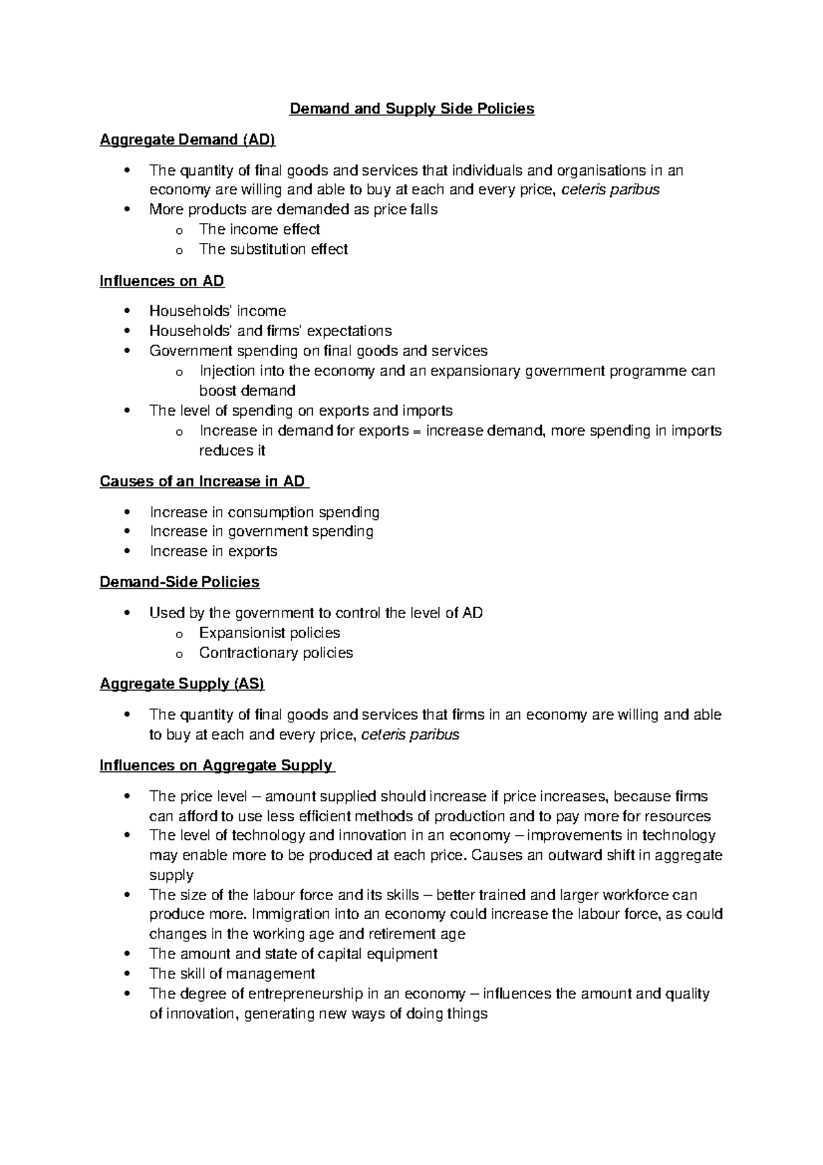 Demand and Supply Side Policies - Demand and Supply Side Policies ...