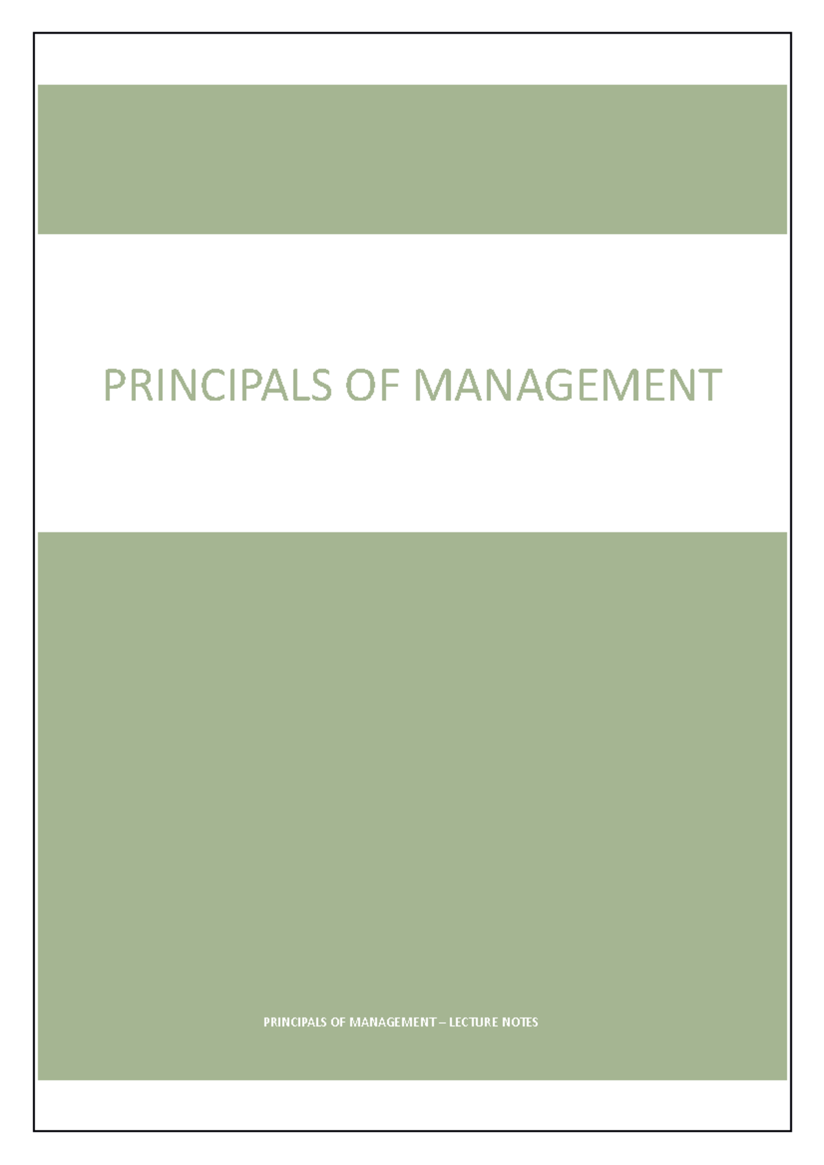 Principals of management - PRINCIPALS OF MANAGEMENT – LECTURE NOTES ...