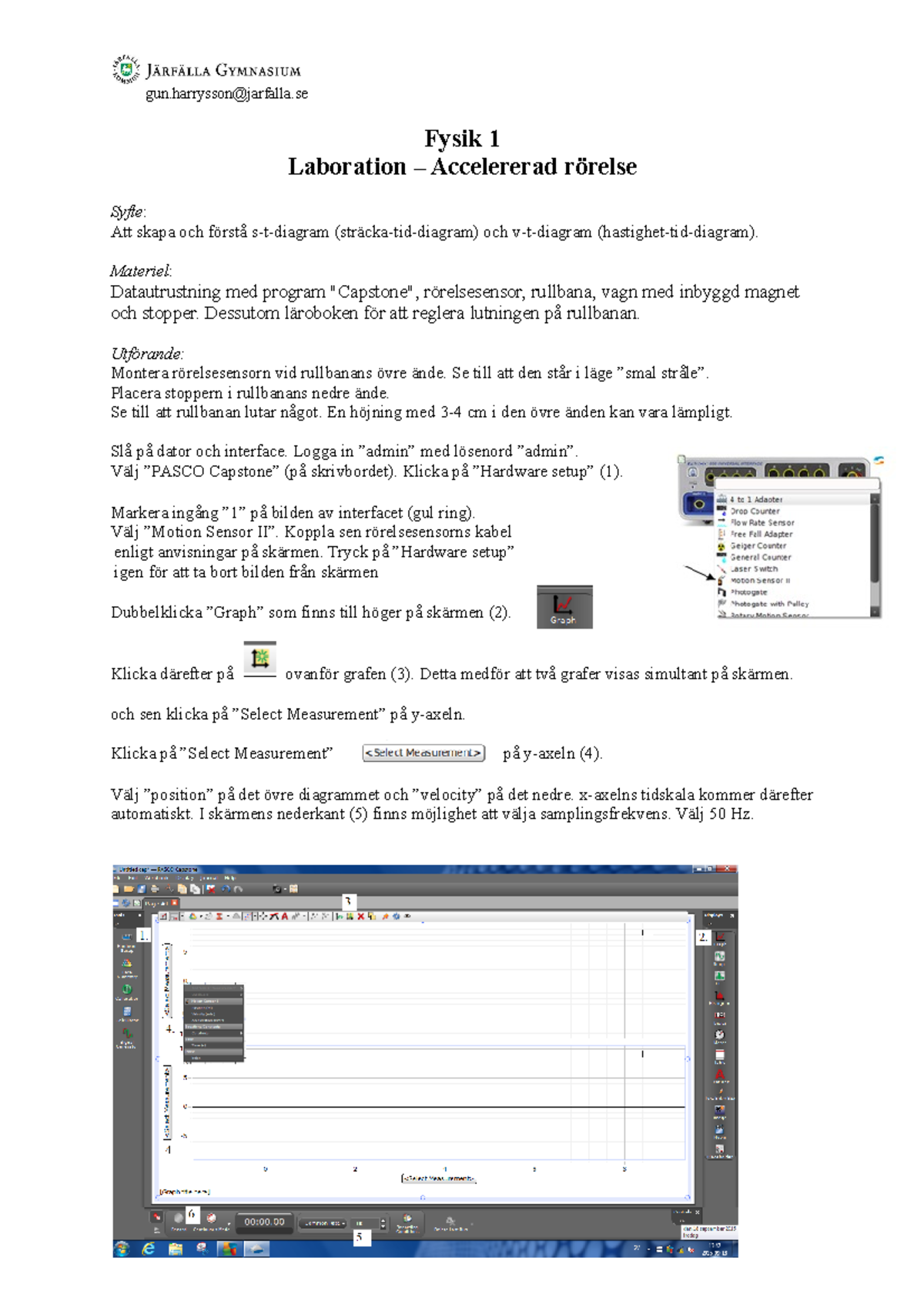 Laboration - Rörelse 2 Rullbana - gun@jarfalla Fysik 1 Laboration ...