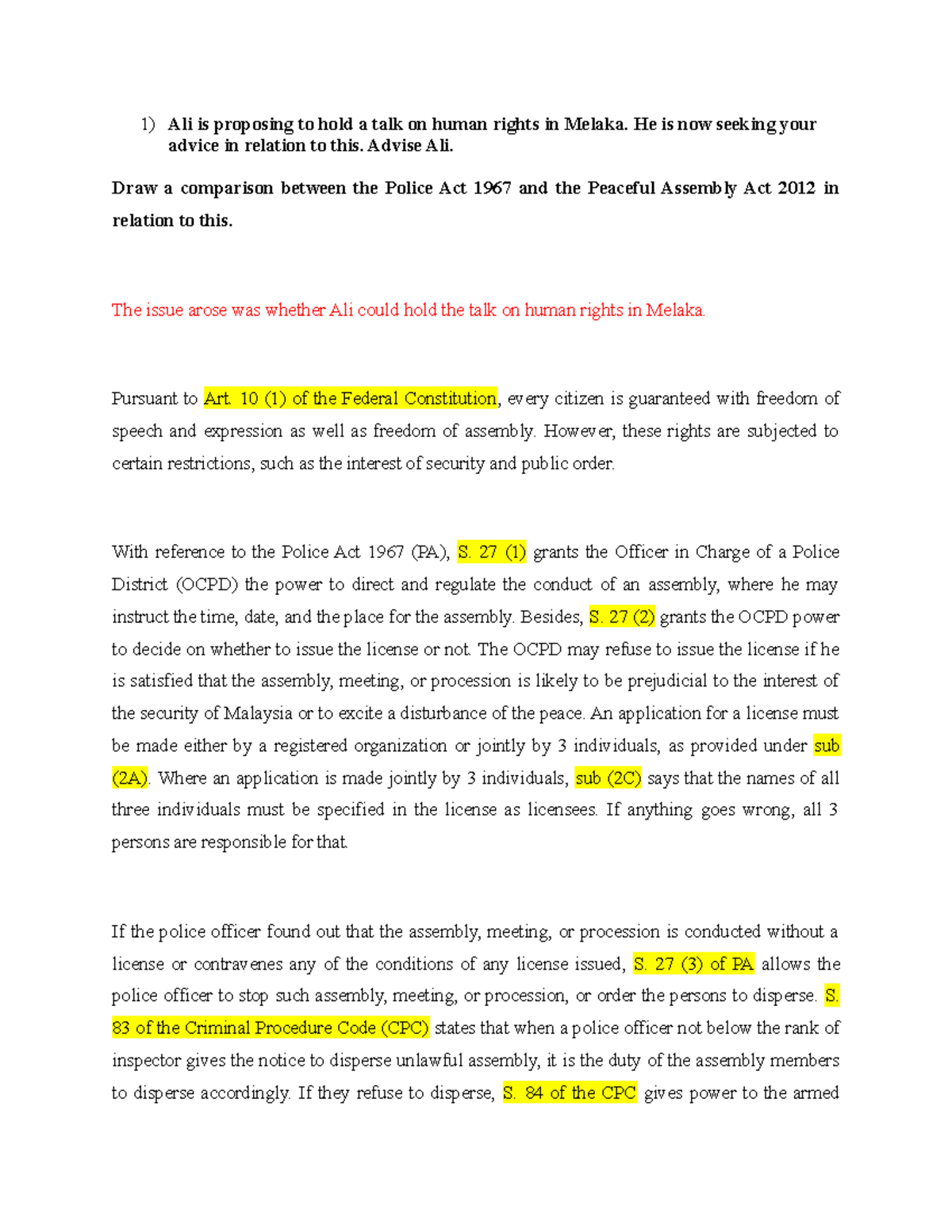 PA vs PAA tuto question - full answer - Ali is proposing to hold a talk ...