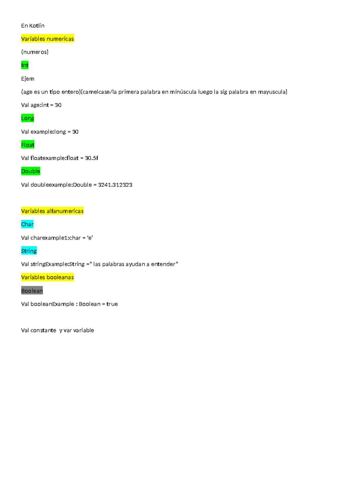 En Kotlin - Fundamentos de Programación - En Kotlin Variables numericas ...