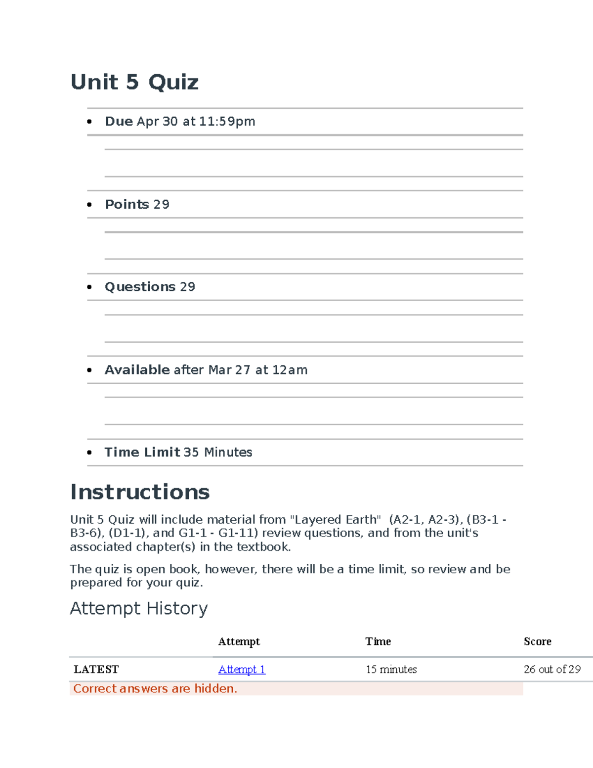 Unit 5 Quiz bio102 - quiz - Unit 5 Quiz Due Apr 30 at 11:59pm Points 29 ...