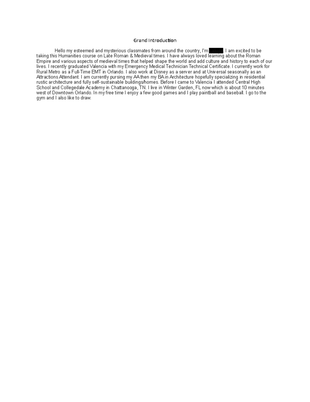 Discussion 1. Grand Introduction - Grand Introduction Hello my esteemed ...