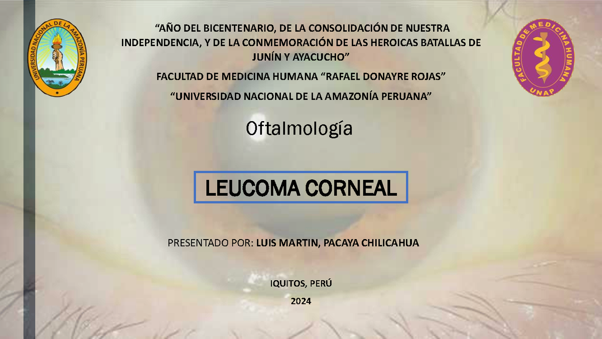 Leucoma corneal - Cano FM, Redondo YA. Leucoma corneal lineal ...
