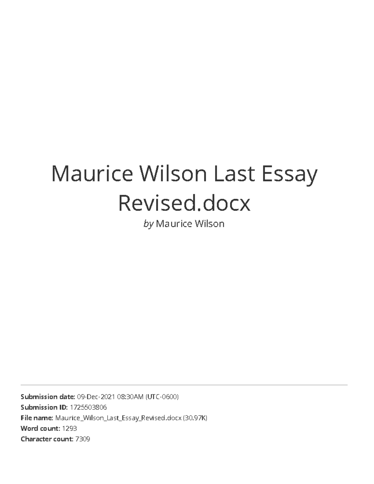 Maurice Wilson Last Essay Revised - Maurice Wilson Last Essay Revised ...