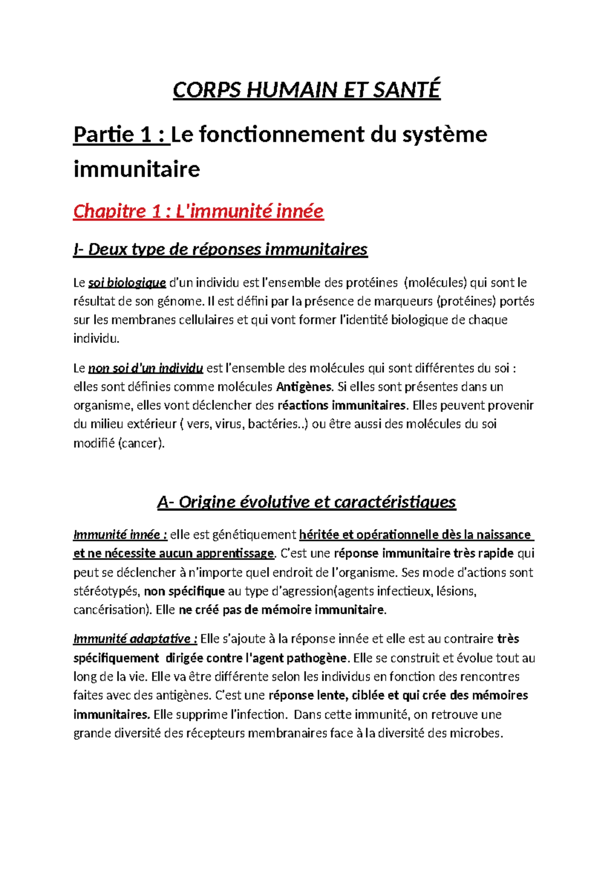 Corps Humain ET Sante - CORPS HUMAIN ET SANTÉ Partie 1 : Le fonctionnement du système ...