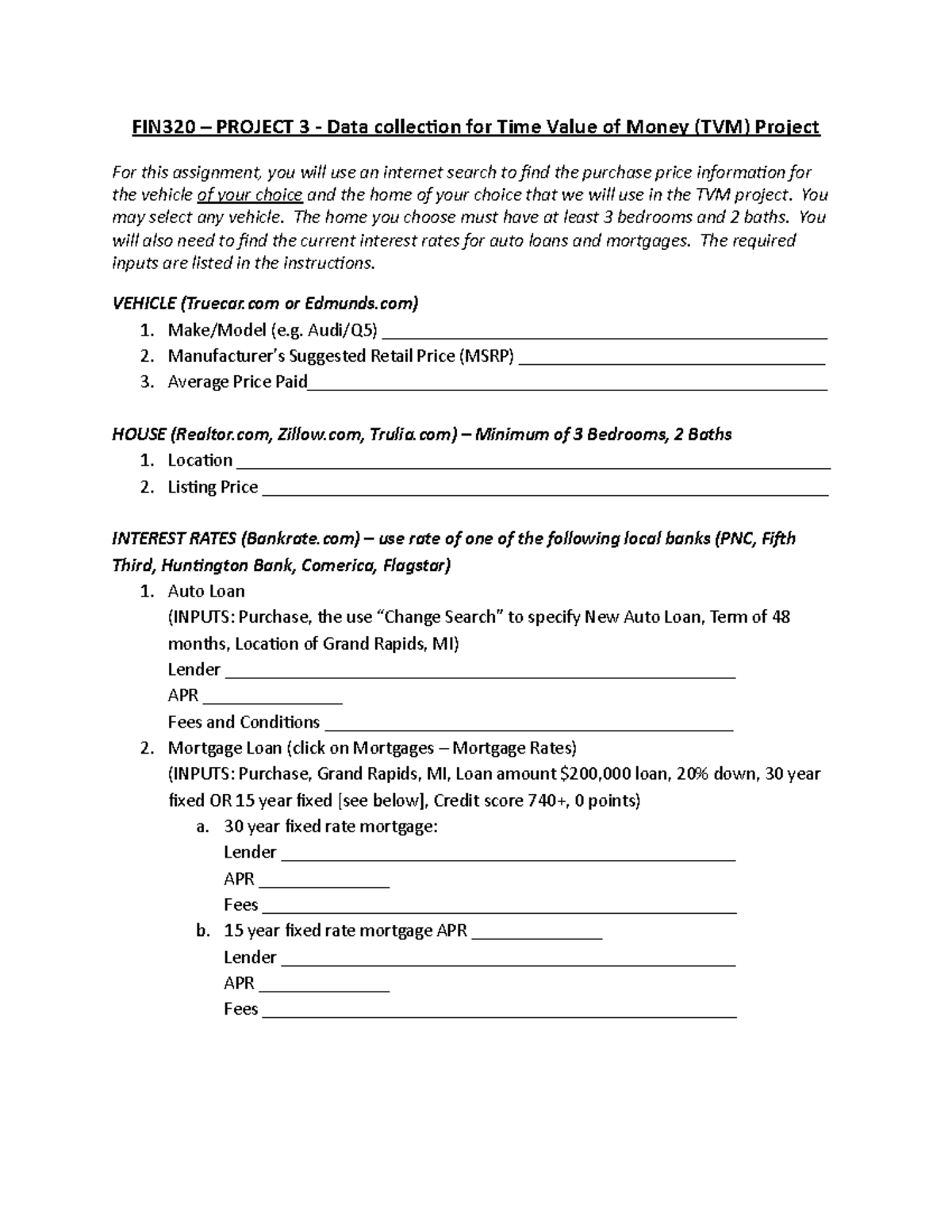 TVM data collection - FIN320 – PROJECT 3 - Data collection for Time ...