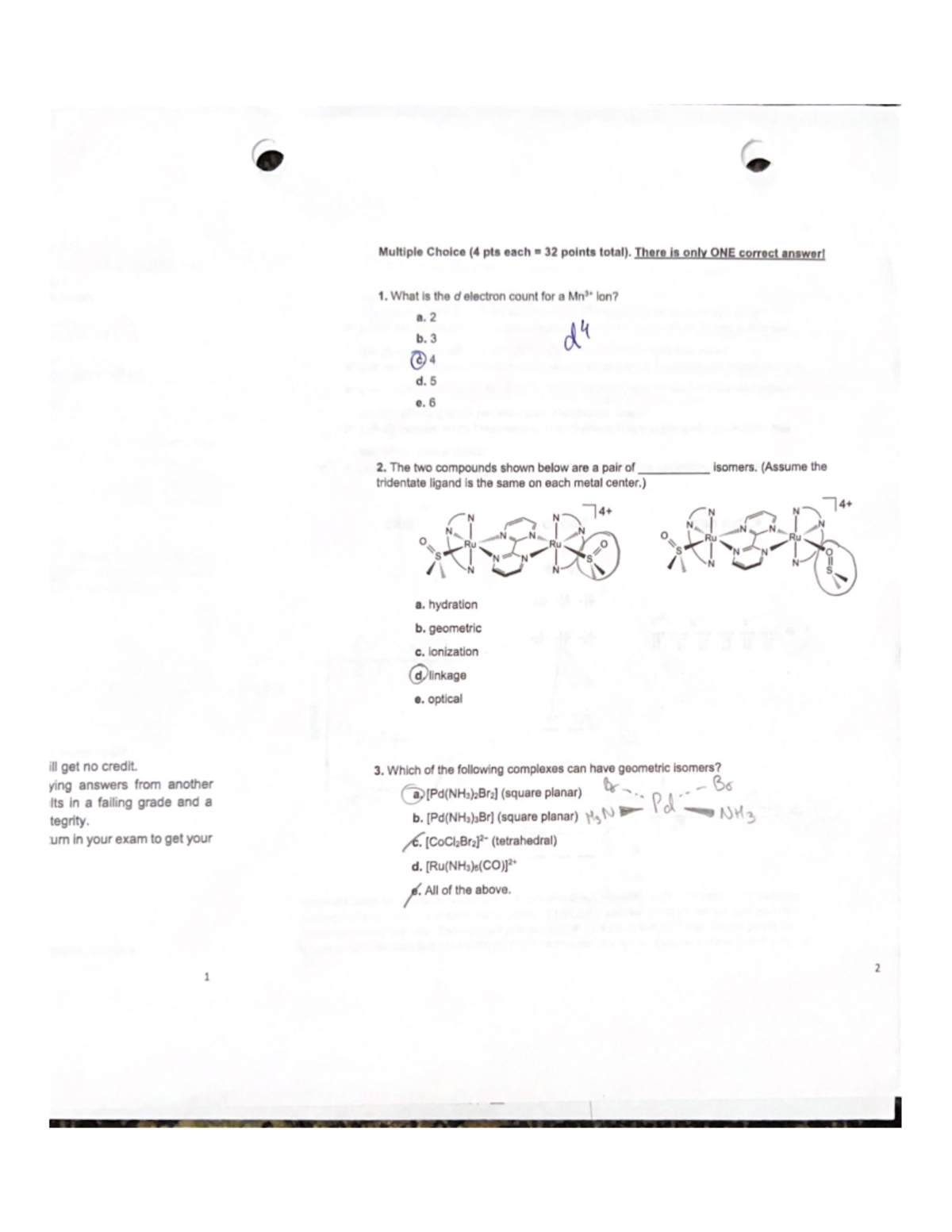 Practice Ex2 - CHEM 4121 - Studocu