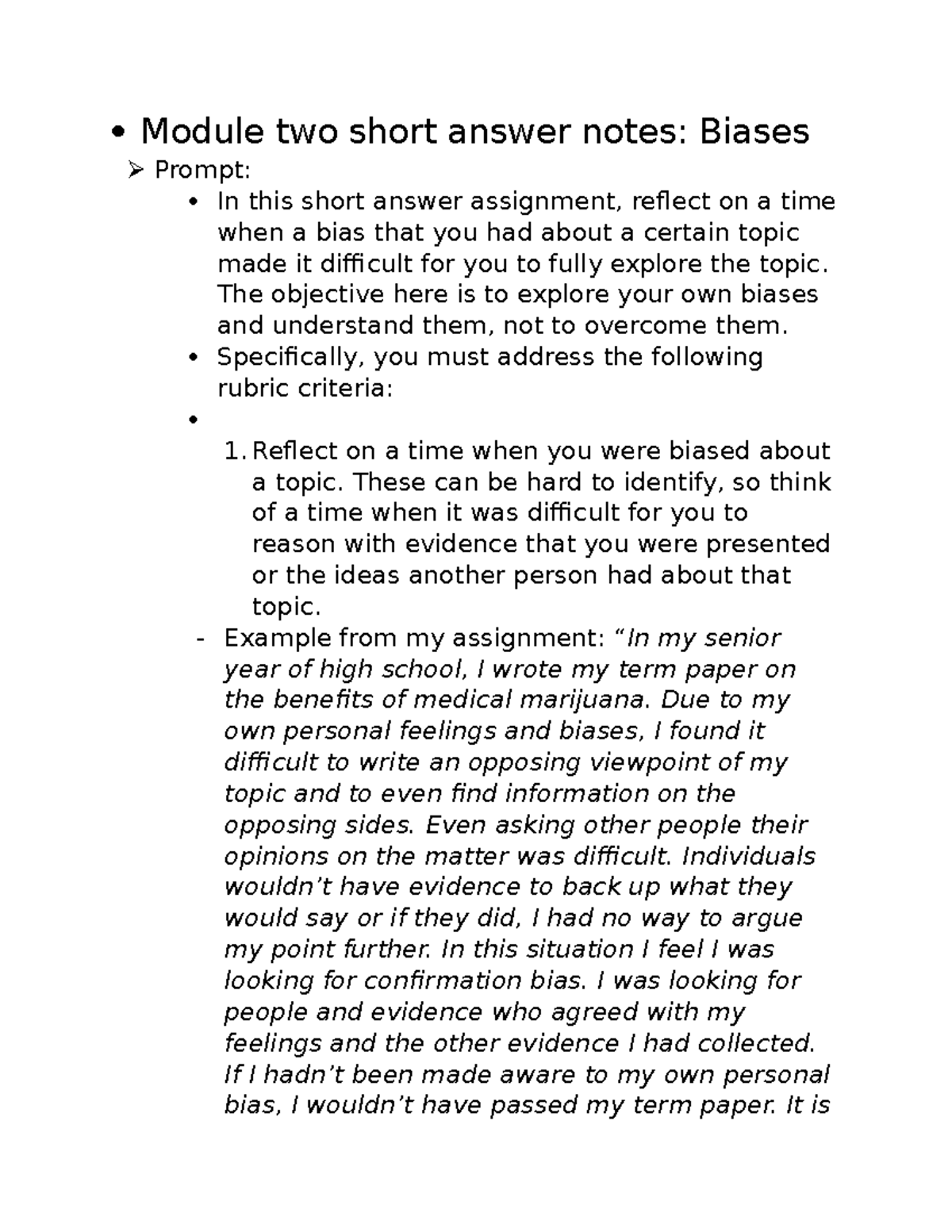 Module Two assignment notes perspectives in liberal arts - Module two ...