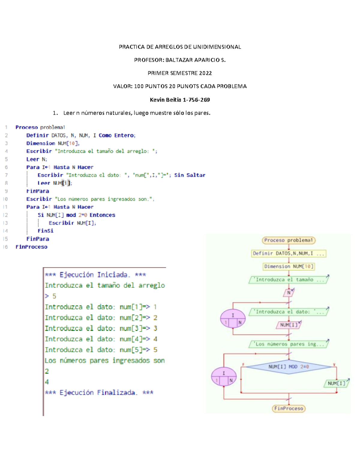 Tarea 9 Programacion - PRACTICA DE ARREGLOS DE UNIDIMENSIONAL PROFESOR: BALTAZAR APARICIO S ...