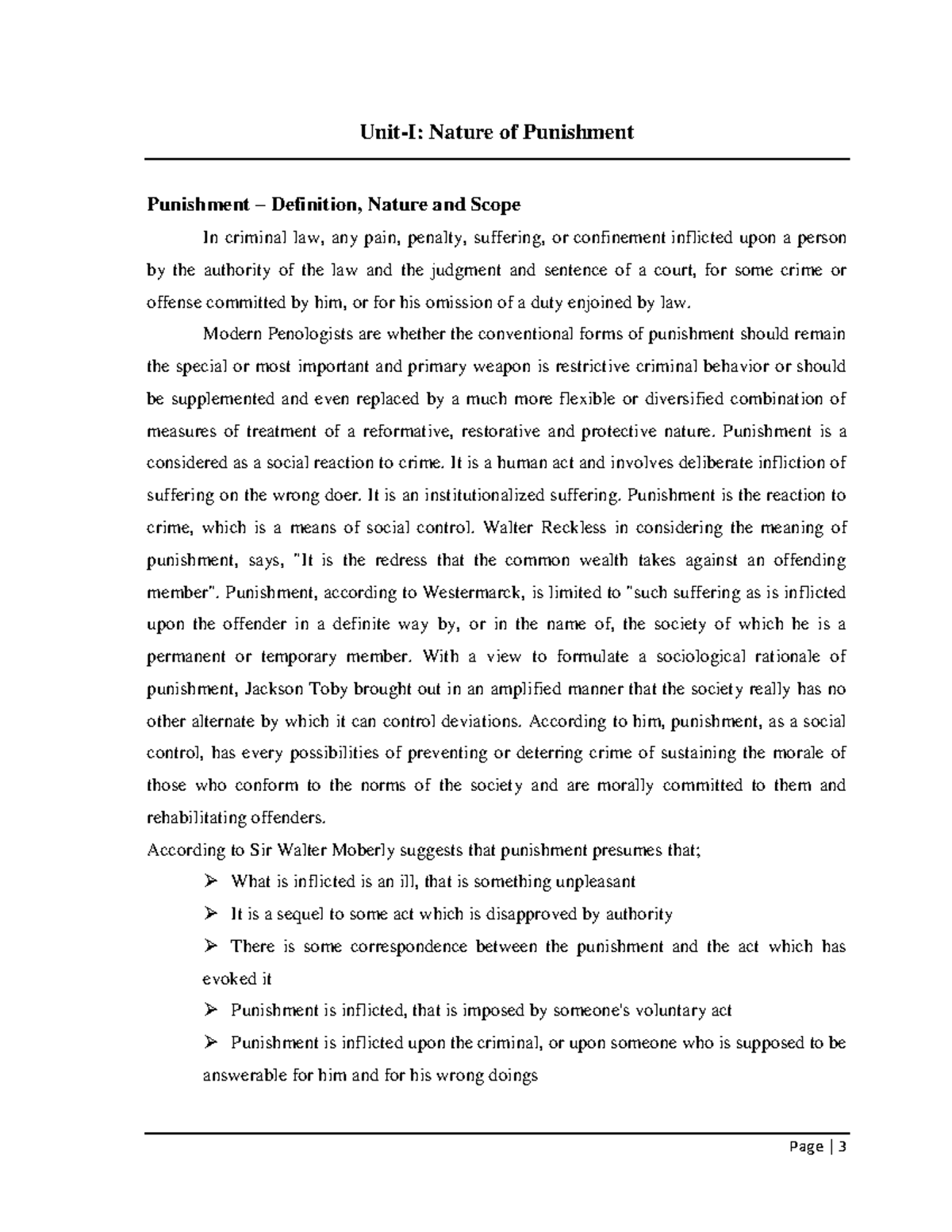 Punishment - Unit-I: Nature of Punishment Punishment 3 Definition ...
