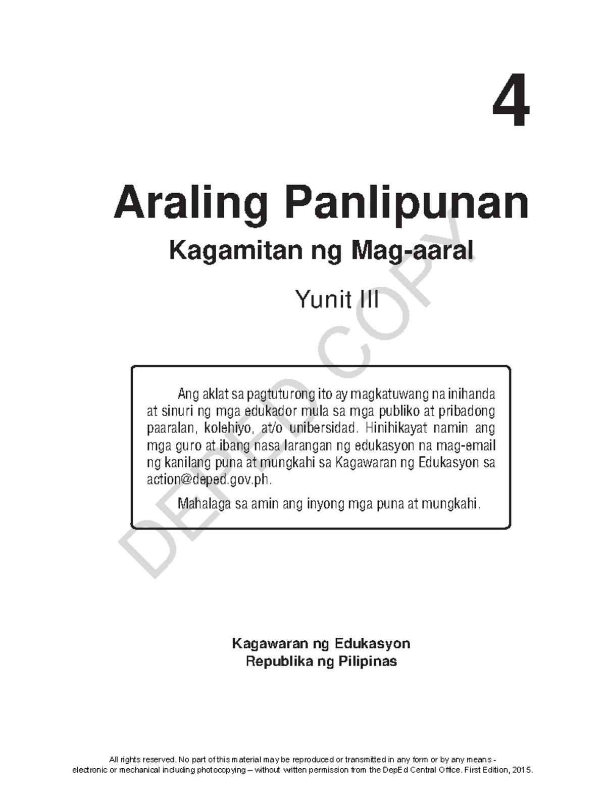 Grade 4 LM Araling Panlipunan Q3 Unit 3 Aralin 1-15 - DEPED COPY 4 ...