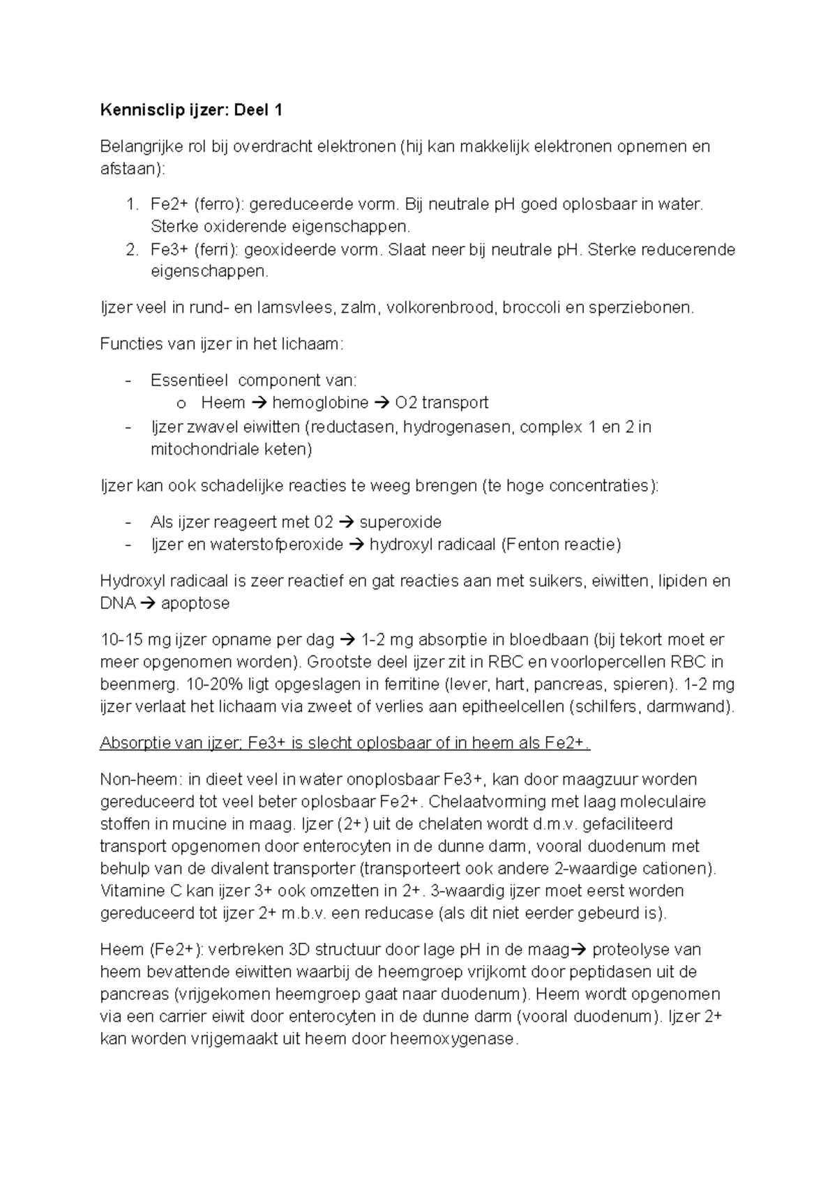 Kennisclip ijzer - Bij neutrale pH goed oplosbaar in water. Sterke ...