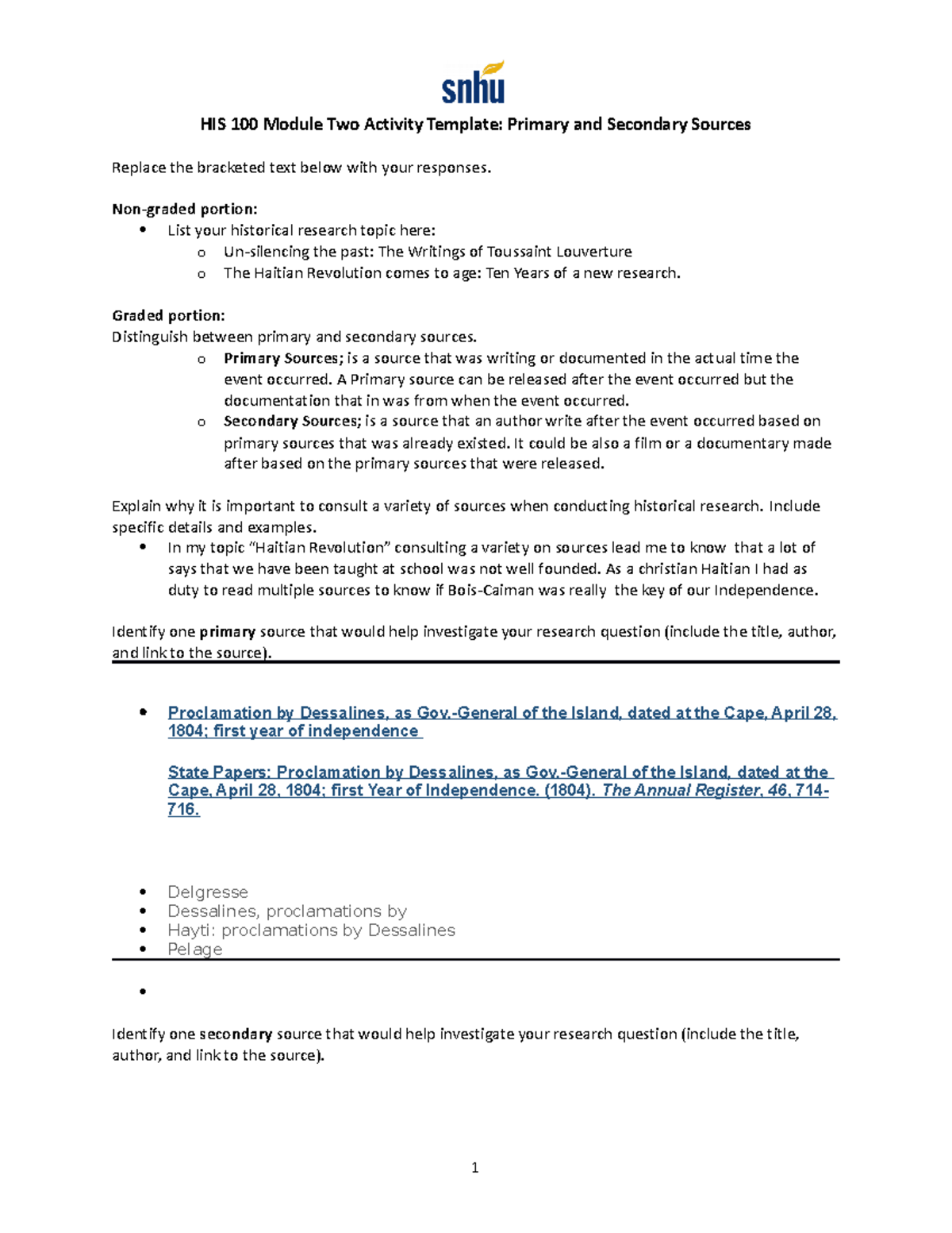 HIS 100 Module Two Activity Sources Template - HIS 100 Module Two ...