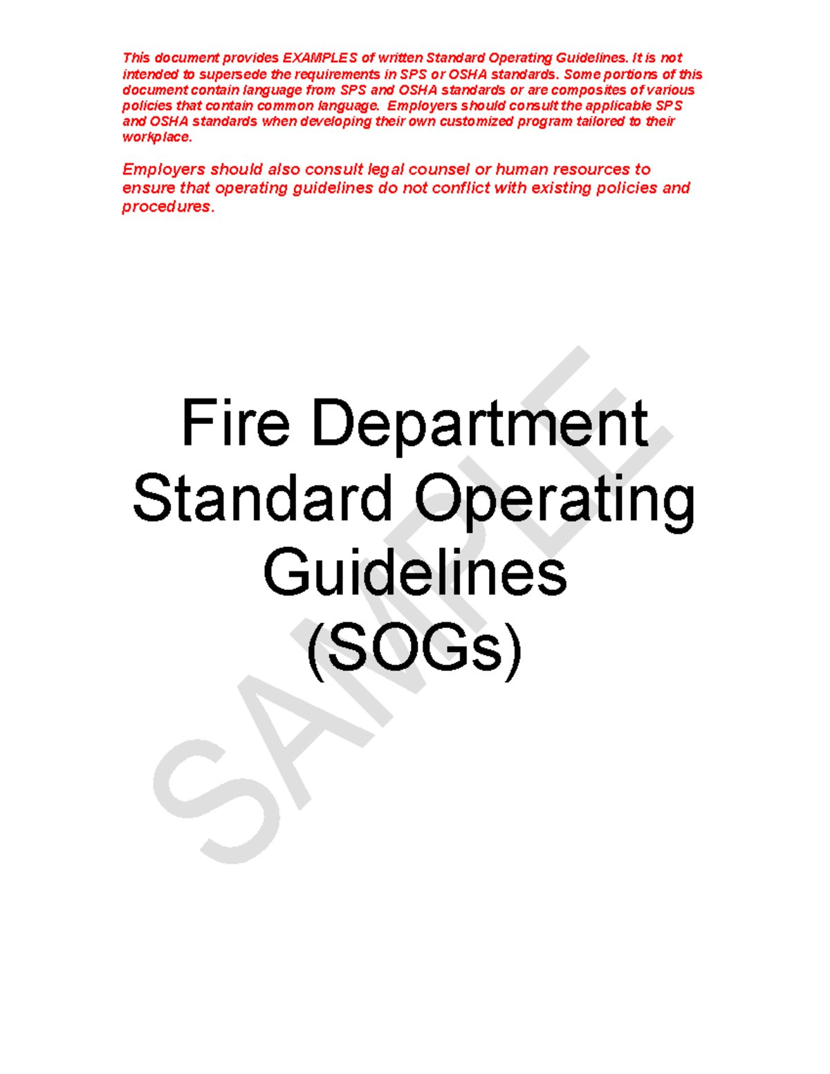 SOGs - study - This document provides EXAMPLES of written Standard ...