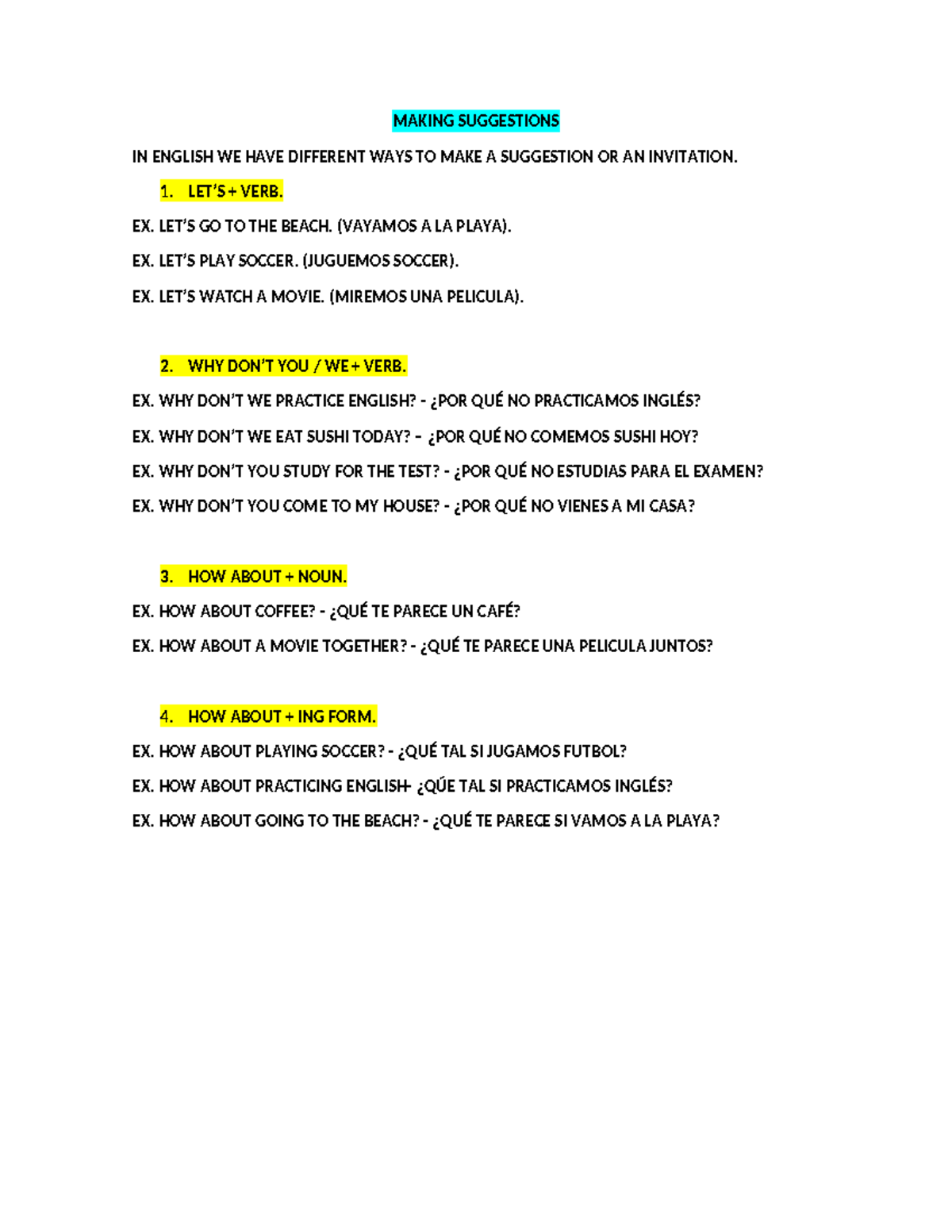 Making Suggestions - MAKING SUGGESTIONS IN ENGLISH WE HAVE DIFFERENT ...